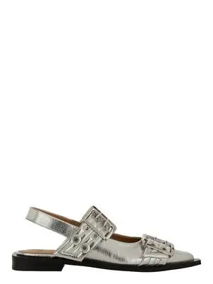 GANNI Ballerina With Buckle - Silver