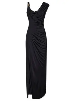 Versace Liquid Jersey Draped Long Dress - Multicolor