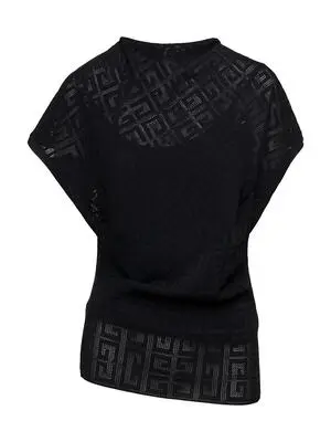 Givenchy Black Top With Draped Neckline In Viscose - Multicolor