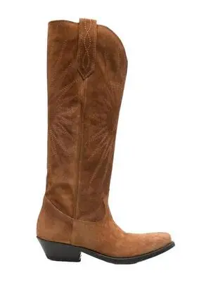 GOLDEN GOOSE Stitched Pattern Suede Boots - Brown