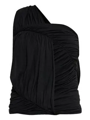 Rick Owens One-shoulder Draped Cotton Top - Black