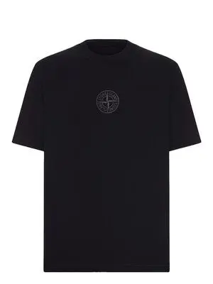 Stone Island T-shirt With Compass Logo Print - Black