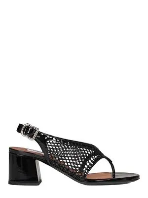 Alaïa Fishnet And Patent Leather Sandals - Multicolor