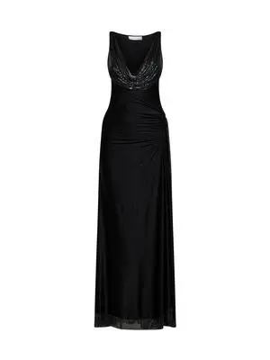 Rabanne Viscose Jersey And Mesh Long Dress - Multicolor