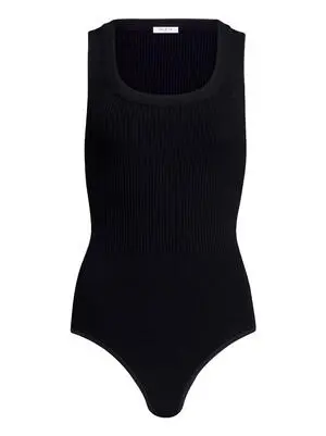 Alaïa ALAÏA Sleeveless Ribbed Knit Bodysuit Black