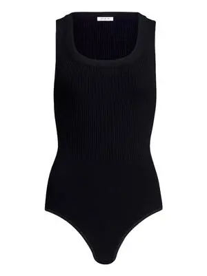 Alaïa ALAÏA Sleeveless Ribbed Knit Bodysuit Black