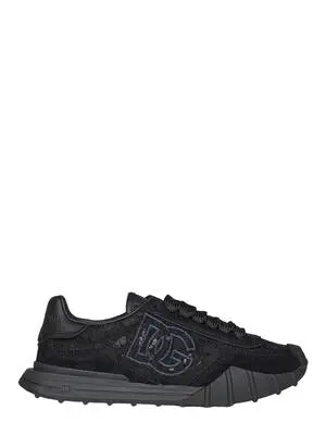 Dolce & Gabbana Lace And Calf Suede Low-top Sneakers - Multicolor