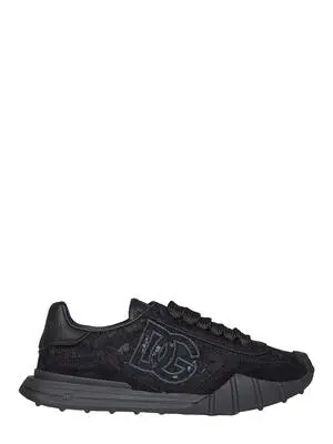 Dolce & Gabbana Lace And Calf Suede Low-top Sneakers - Multicolor