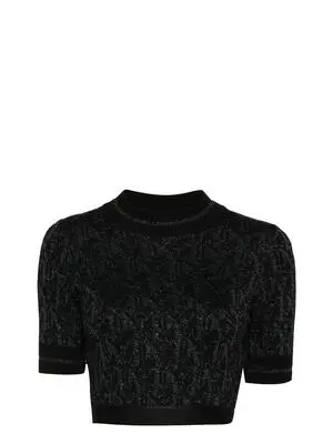 Palm Angels Lurex Monogram Knit Top - Black