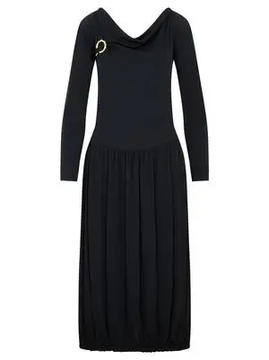 LANVIN Ls Drape Midi Dress - Black