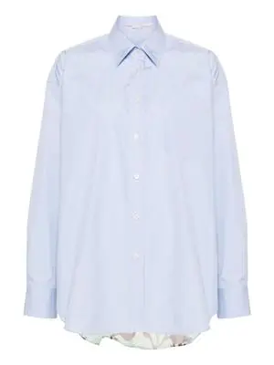 Stella McCartney Oversized Cotton Poplin And Silk Shirt - Blue