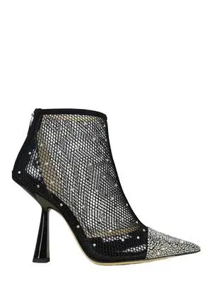 JIMMY CHOO Kix 100 Crystal Embellished Mesh Ankle Boots - Black