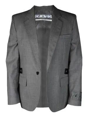 Off-White Striped Wool Suit Jacket - Gray