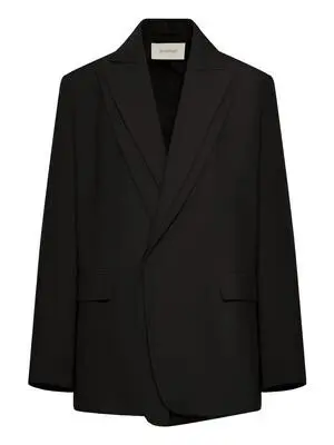 Sportmax Double Collar Viscose Blend Blazer - Black