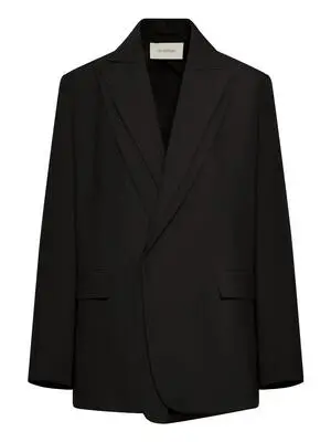 Sportmax Double Collar Viscose Blend Blazer - Black