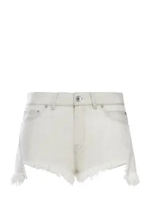 Rick Owens Denim Shorts With Bias Cutoffs - Cream