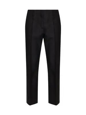 Dries Van Noten Black Rounded Wool Silk Tailored Cropped Trousers - Multicolor