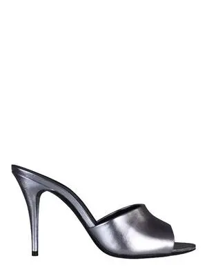 Saint Laurent SAINT LAURENT LA 16 Metallic Mules Silver