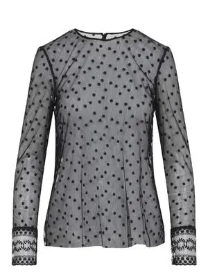 Alberta Ferretti Polka-dot Tulle Top - Black