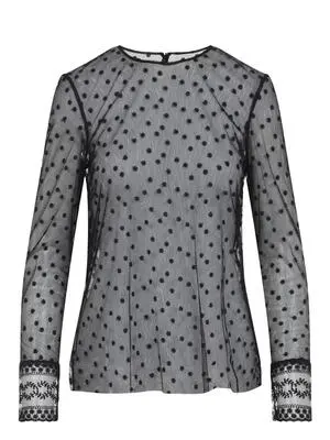 Alberta Ferretti Polka-dot Tulle Top - Black