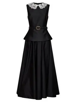 SELF-PORTRAIT Taffeta Peplum Midi Dress - Multicolor