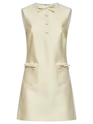 SELF-PORTRAIT Yellow Taffeta Mini Dress With Bows Detail - Multicolor