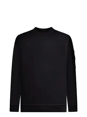 Stone Island Regular Fit Crew Neck Sweatshirt With Seasonal Pocket - Black