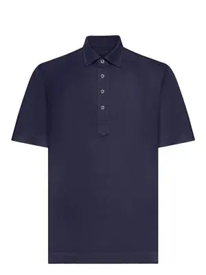 Zegna Silk And Cotton Knitted Polo Shirt - Blue