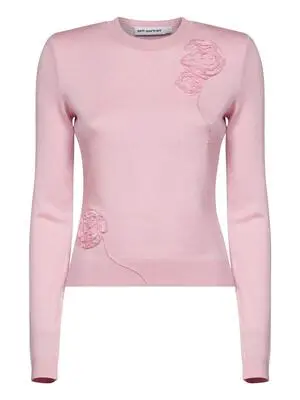 SELF-PORTRAIT Knit Jumper With Floral Details - Multicolor
