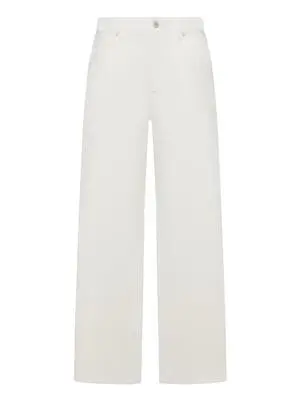 Brunello Cucinelli Wide Leg Cotton Trousers - Multicolor