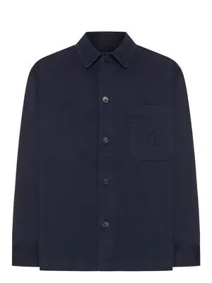 Saint Laurent Cassandre Overshirt In Cotton And Linen Gabardine - Multicolor