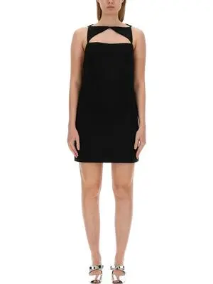 Versace Wool Blend Straight Mini Dress With Cut-out - Black