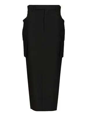 Rick Owens RICK OWENS Firebanks Wool Midi Skirt Black