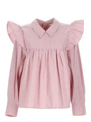 GANNI Shirt With Puffy Straps - Pink