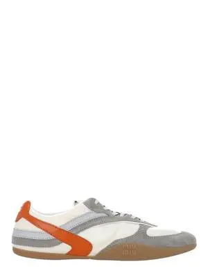 Miu Miu Suede And Technical Fabric Sneakers - Gray