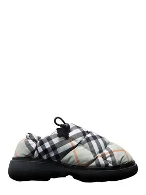 Burberry BURBERRY Check Nylon-Blend Pillow Mule Cream