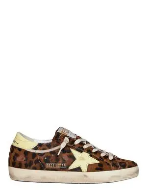 GOLDEN GOOSE Leopard-print Pony Skin Super-star Sneakers - Multicolor
