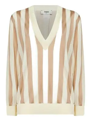 Fendi FENDI Pequin Striped Silk And Cotton Sweater Multicolor