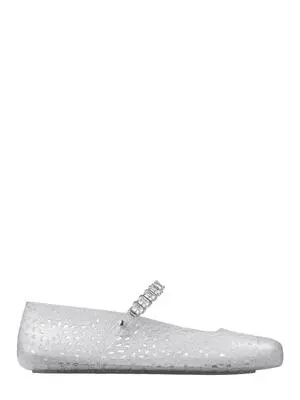 JIMMY CHOO Crystal Embellished Jelly Ballerina Flats - Silver