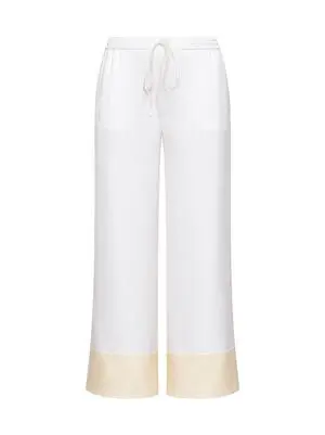 TOTEME White Satin Drawstring Pajama-style Trousers - Multicolor
