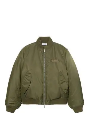 Off-White Satin Bomber Jacket - Green