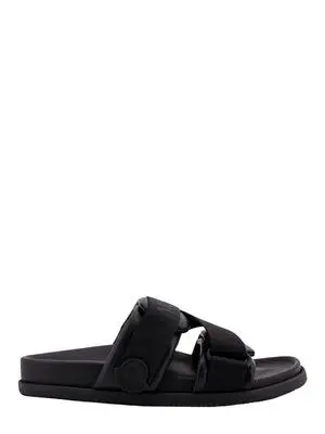 Moncler Mon Summer Leather Sandals With Nylon Details - Multicolor