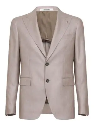 Tagliatore Dove Grey Wool And Silk And Linen Blend Vesuvio Single-breasted Blazer - Multicolor