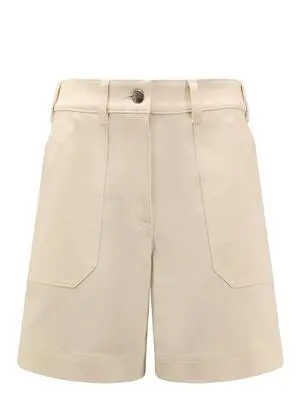 Moncler MONCLER Stretch Cotton Shorts With Maxi Logo Patch Cream