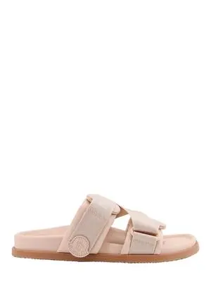 Moncler Mon Summer Leather Sandals With Nylon Details - Multicolor