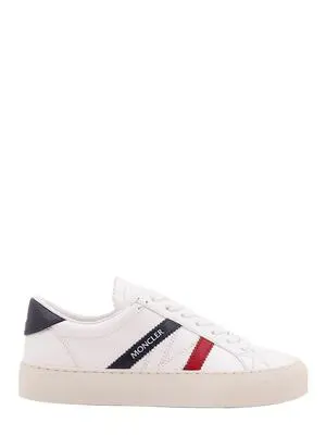 Moncler Monaco2 Leather Sneakers With Logo Print - Multicolor