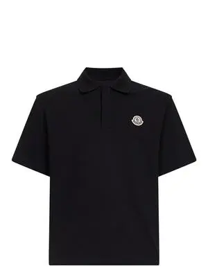 Moncler Black Cotton Pique Logo Polo Shirt - Multicolor