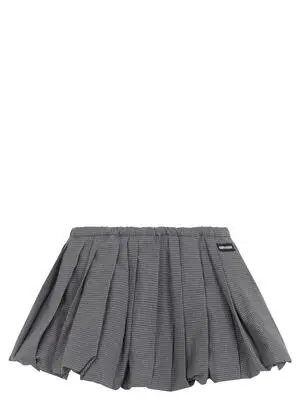 Miu Miu MIU MIU Plissé Check Mini Skirt Gray