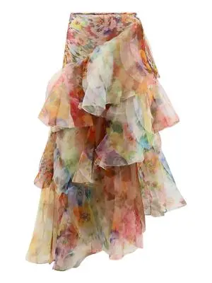 Zimmermann Luna Fanned Maxi Skirt - Multicolor