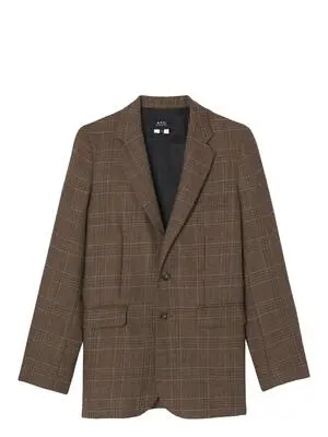 A.p.c. A.P.C. Annie Virgin Wool Check Blazer Brown